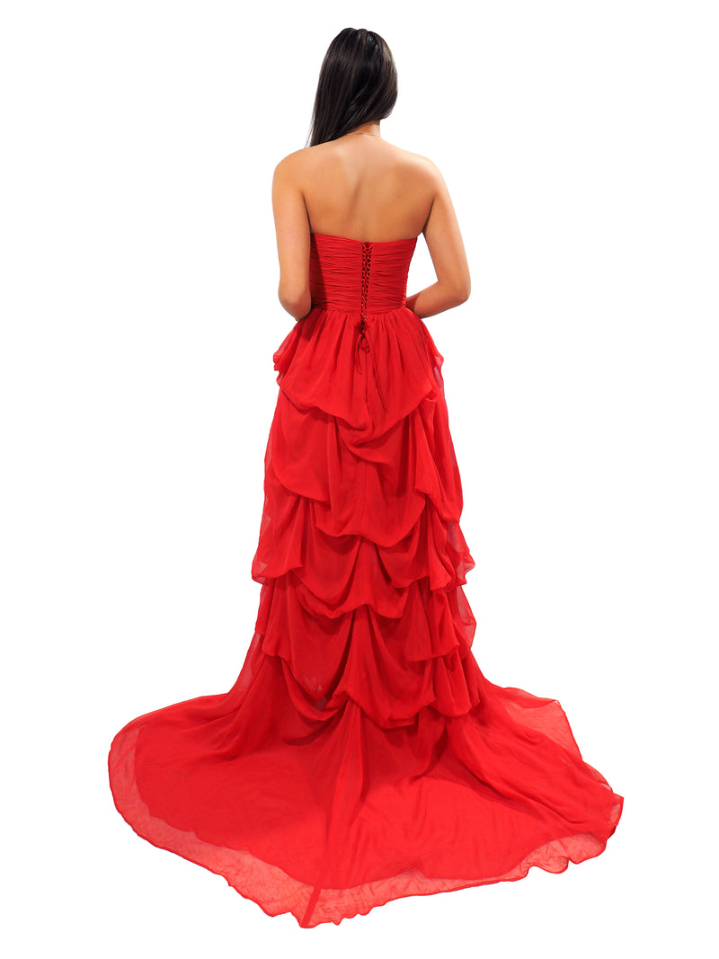 Eden red silk layered dress – Destiny Chic